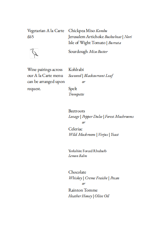 Vegetarian + Vegan Menus — Heron