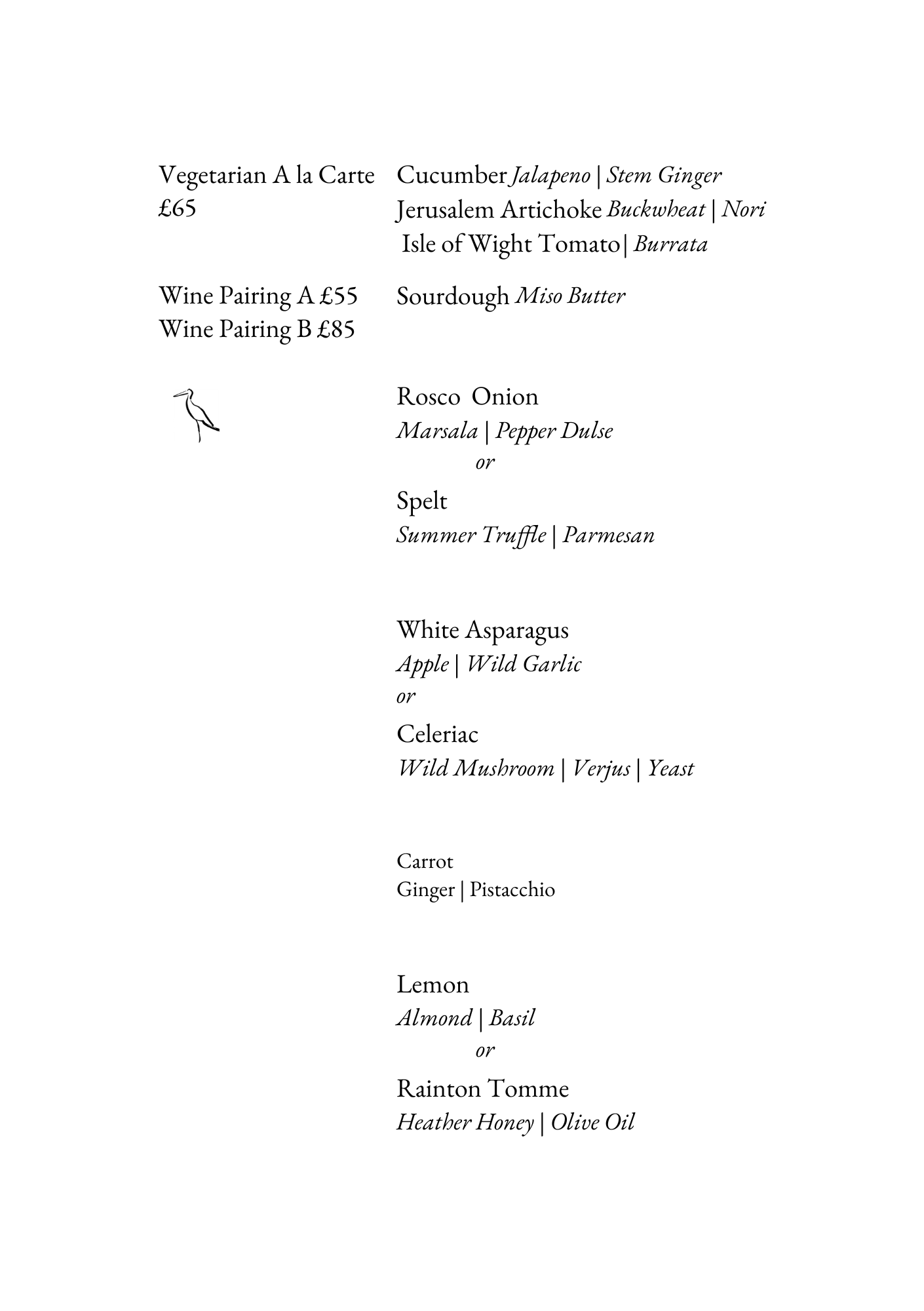 Vegetarian + Vegan Menus — Heron