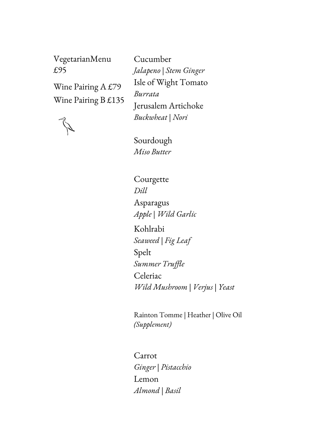 Vegetarian + Vegan Menus — Heron