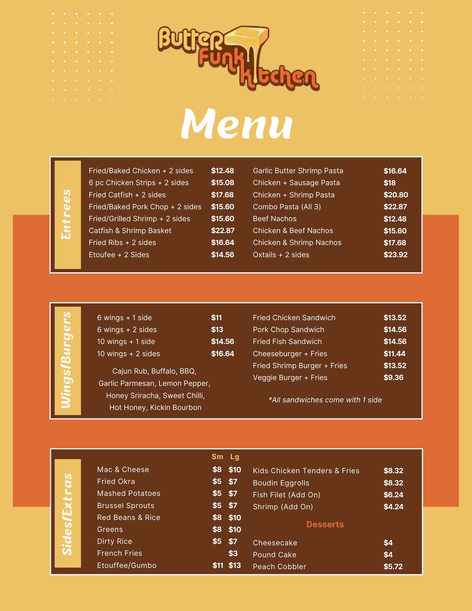 Menu/Order — Butter Funk