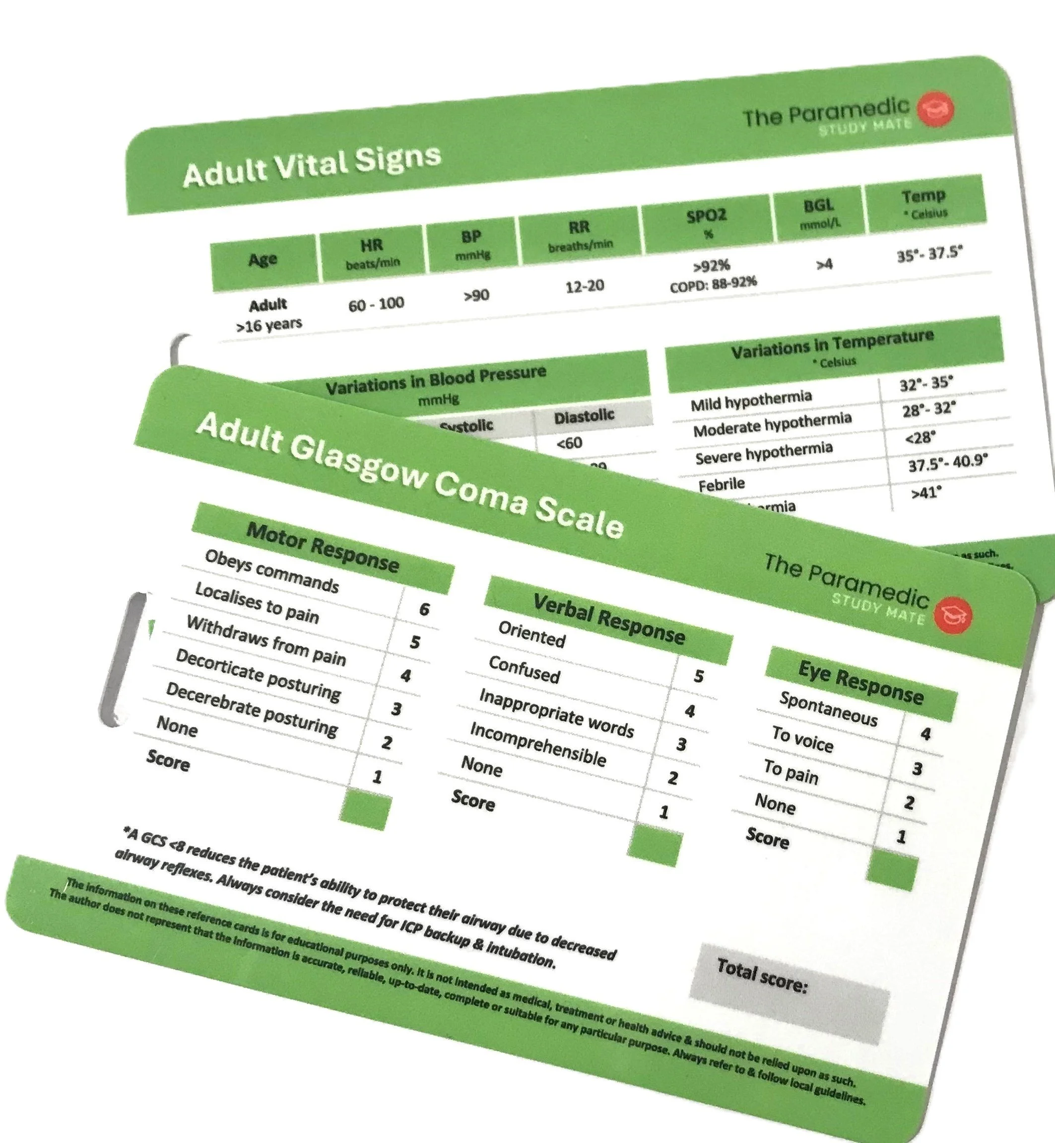 Australian & New Zealand Paramedic Assessment Reference Card Pack ...