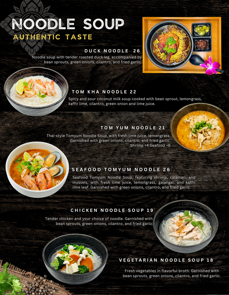 Menu — Osha Thai at 250 Montgomery St. San Francisco
