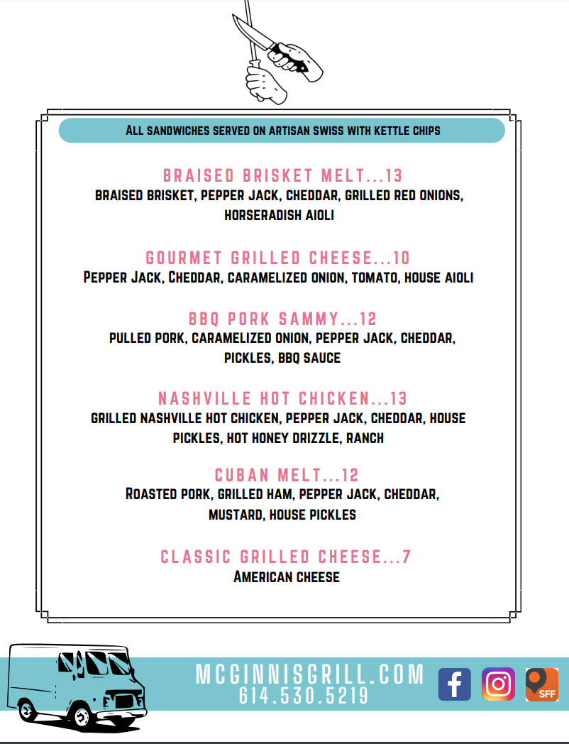 Menu — McGinnis' Grill Food Truck