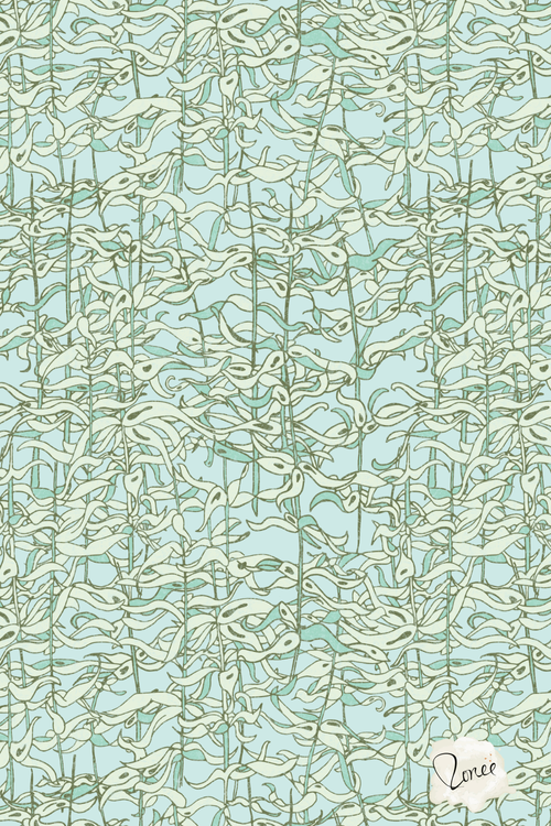 Turquoise Botanical Seaweed Pattern — Ronee's Art and Patterns