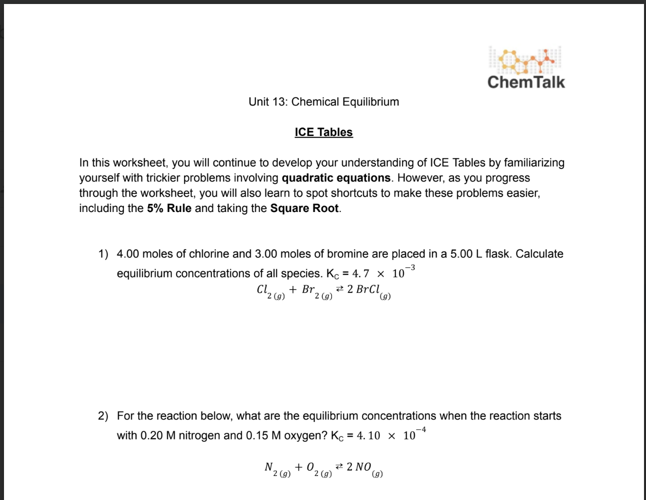 ICE Tables | Master Chemistry Now – Learn ICE Tables — CHEMDUNN