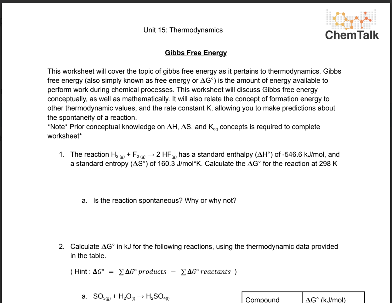 Gibb's Free Energy | Understand & Explore Gibbs Free Energy — CHEMDUNN