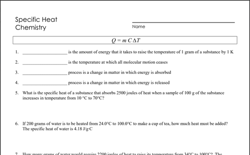 Specific Heat Capacity | Explore & Learn Heat Transfer — CHEMDUNN