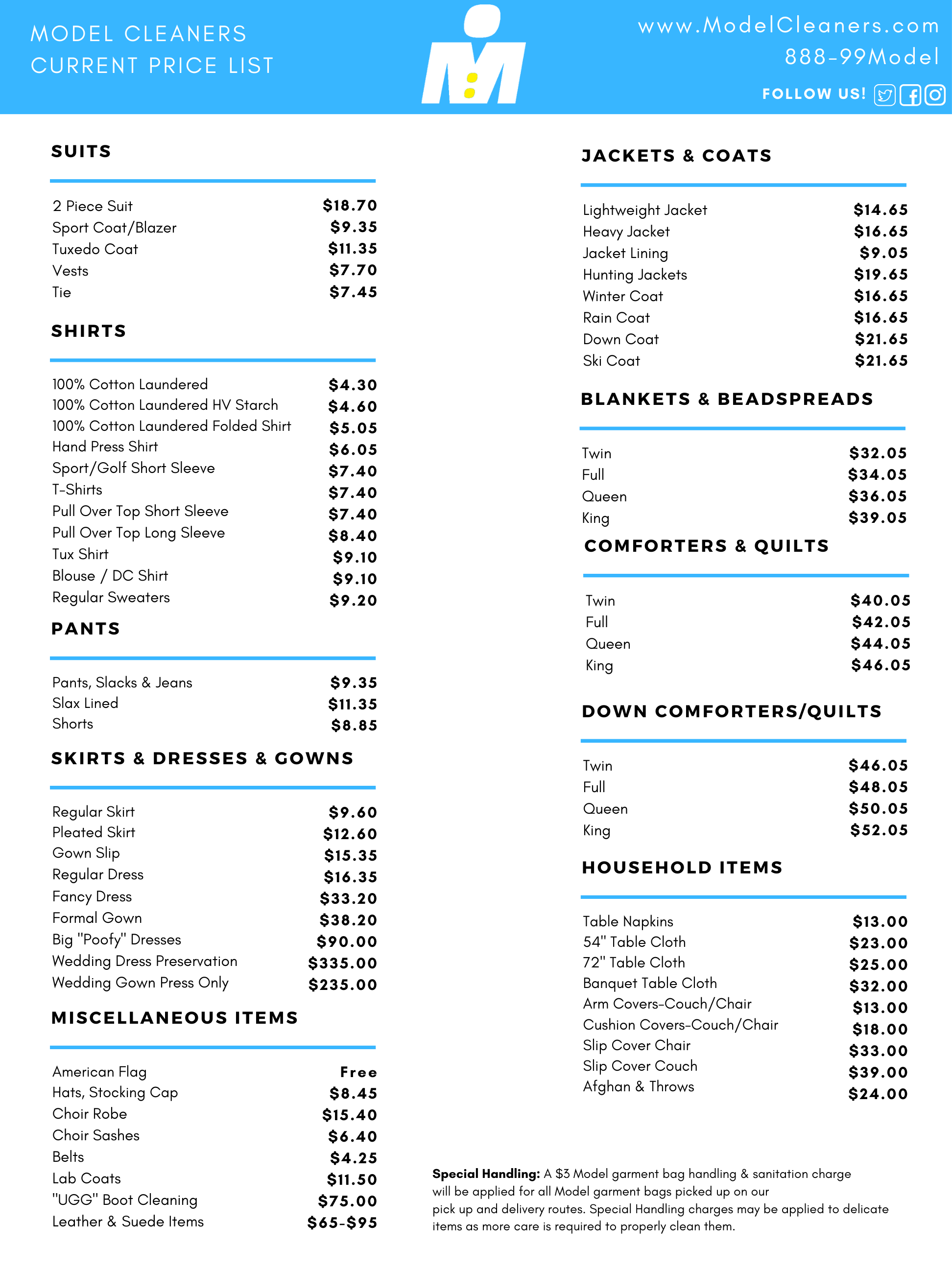 Pricing — Model Cleaners