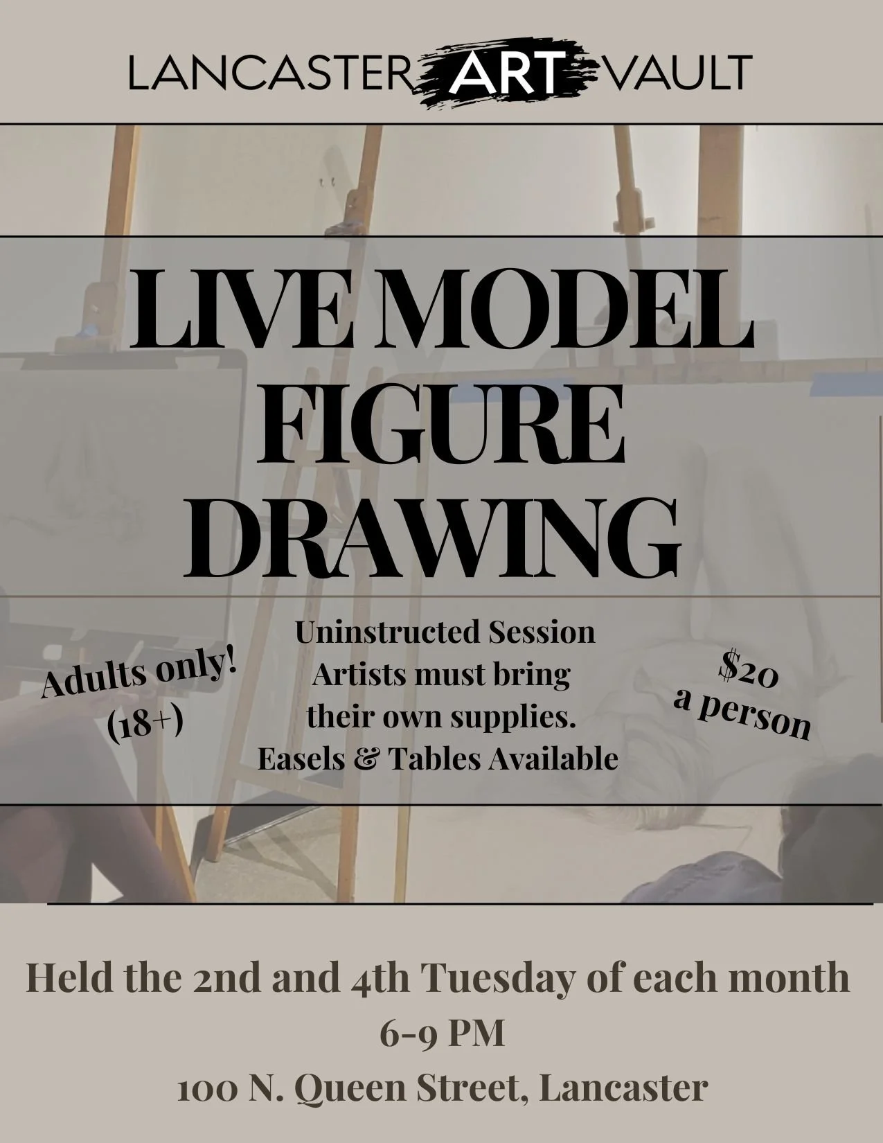 Live Model Figure Drawing — Lancaster Art Vault