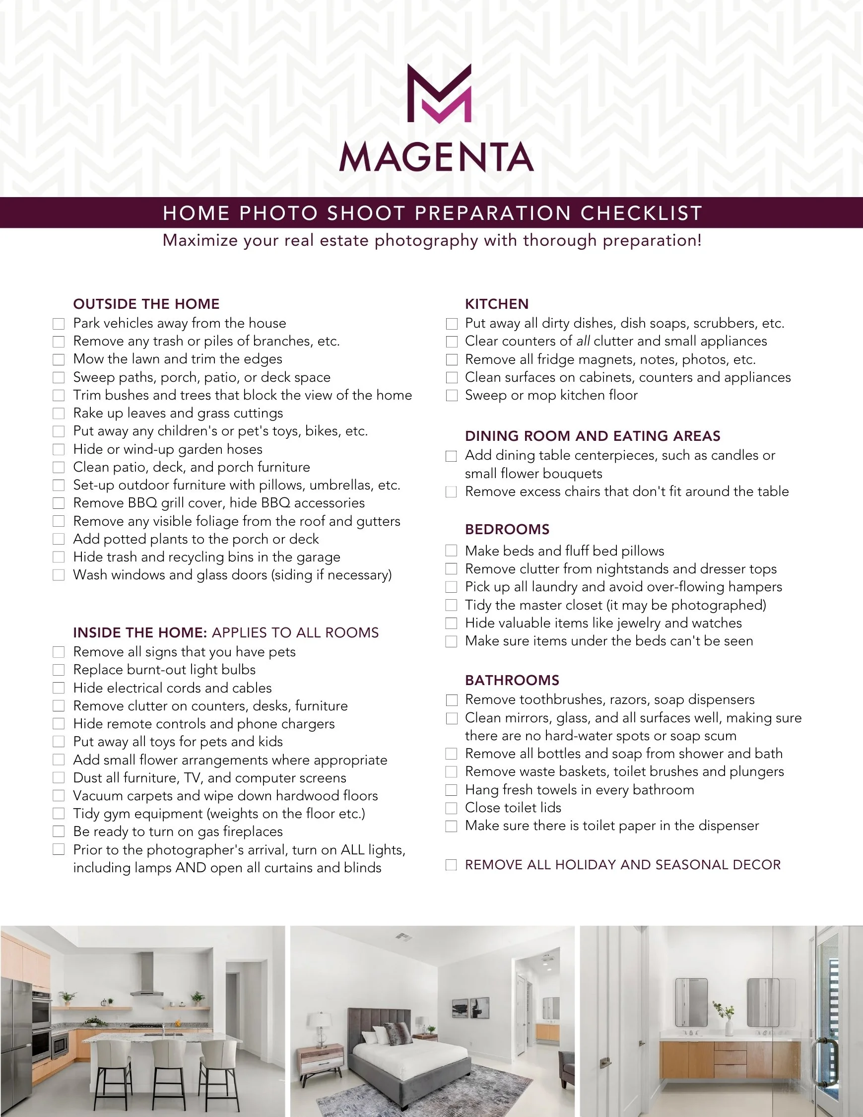 Home Photo Shoot Checklist | Get Ready Today — Magenta