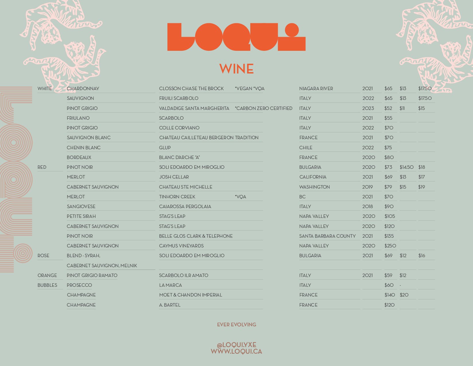 Menu — Loqui Restaurant