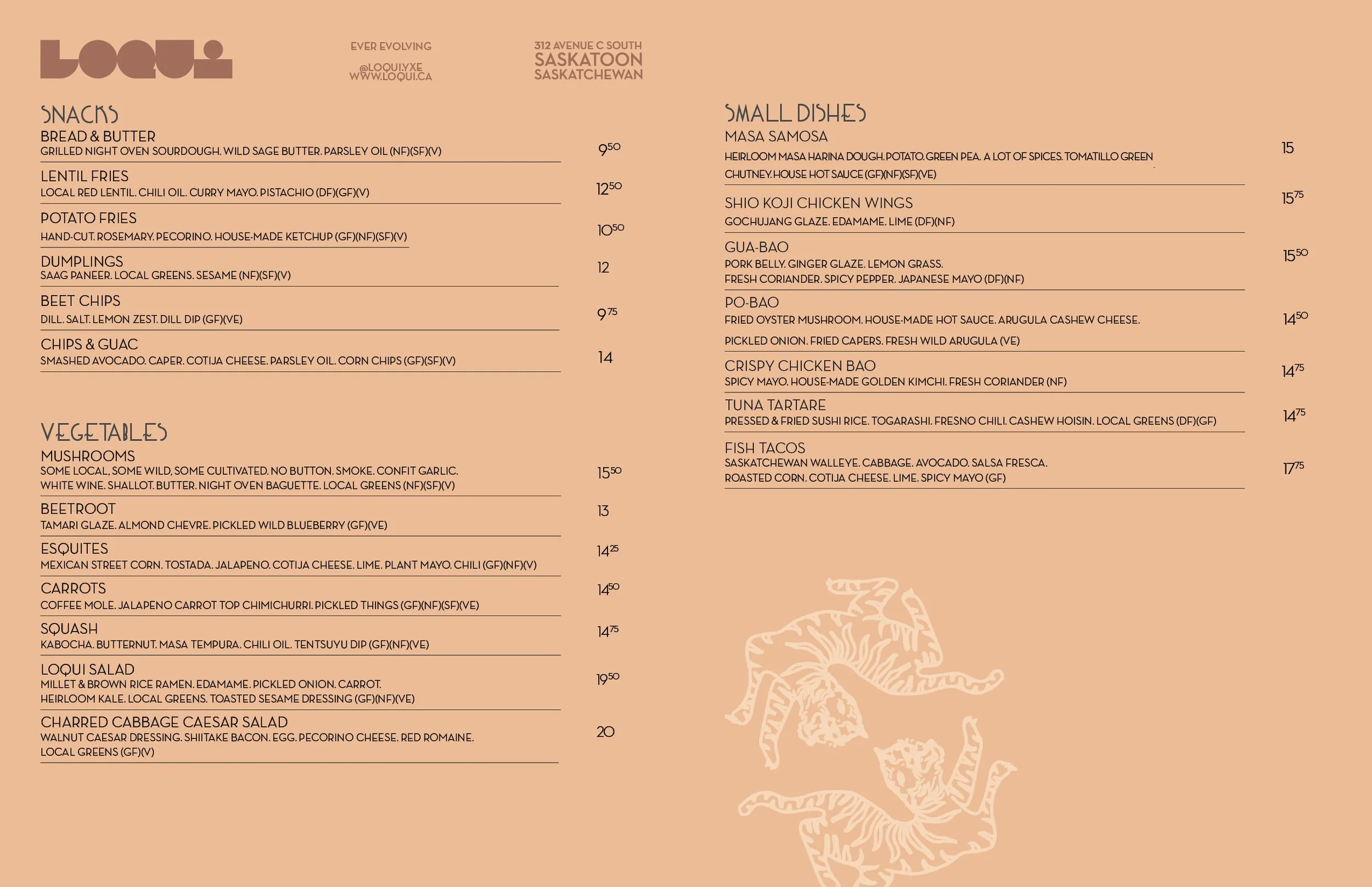 Menu — Loqui Restaurant