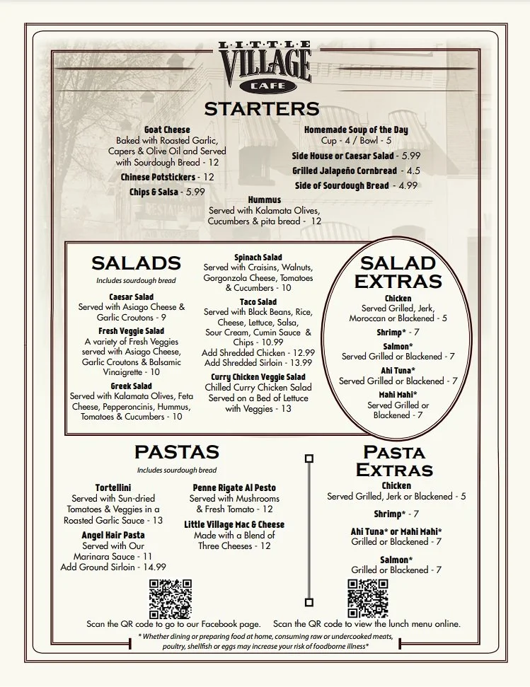 Menu — Little Village Cafe
