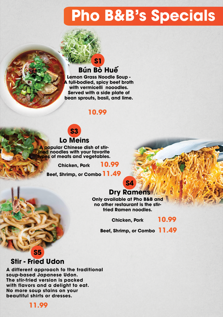 Menu — Pho B&B Vietnamese Cuisine
