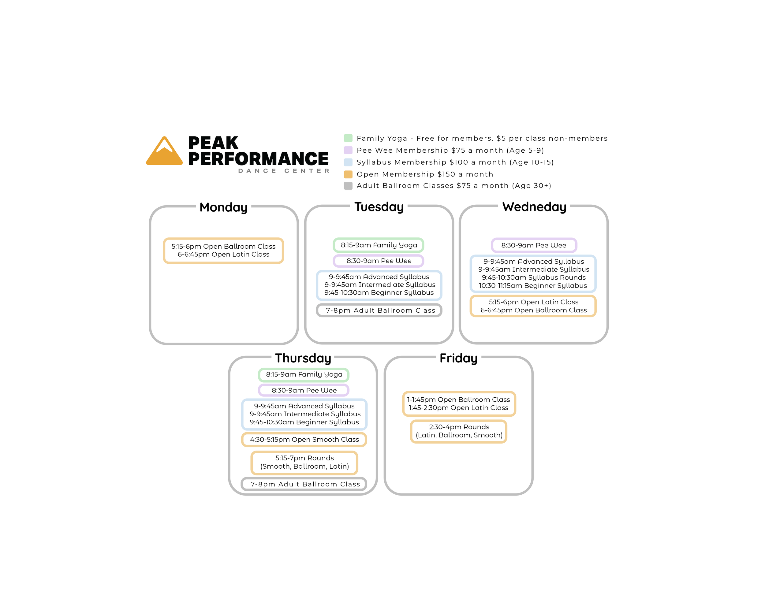 Schedule — Peak Performance Dance Center