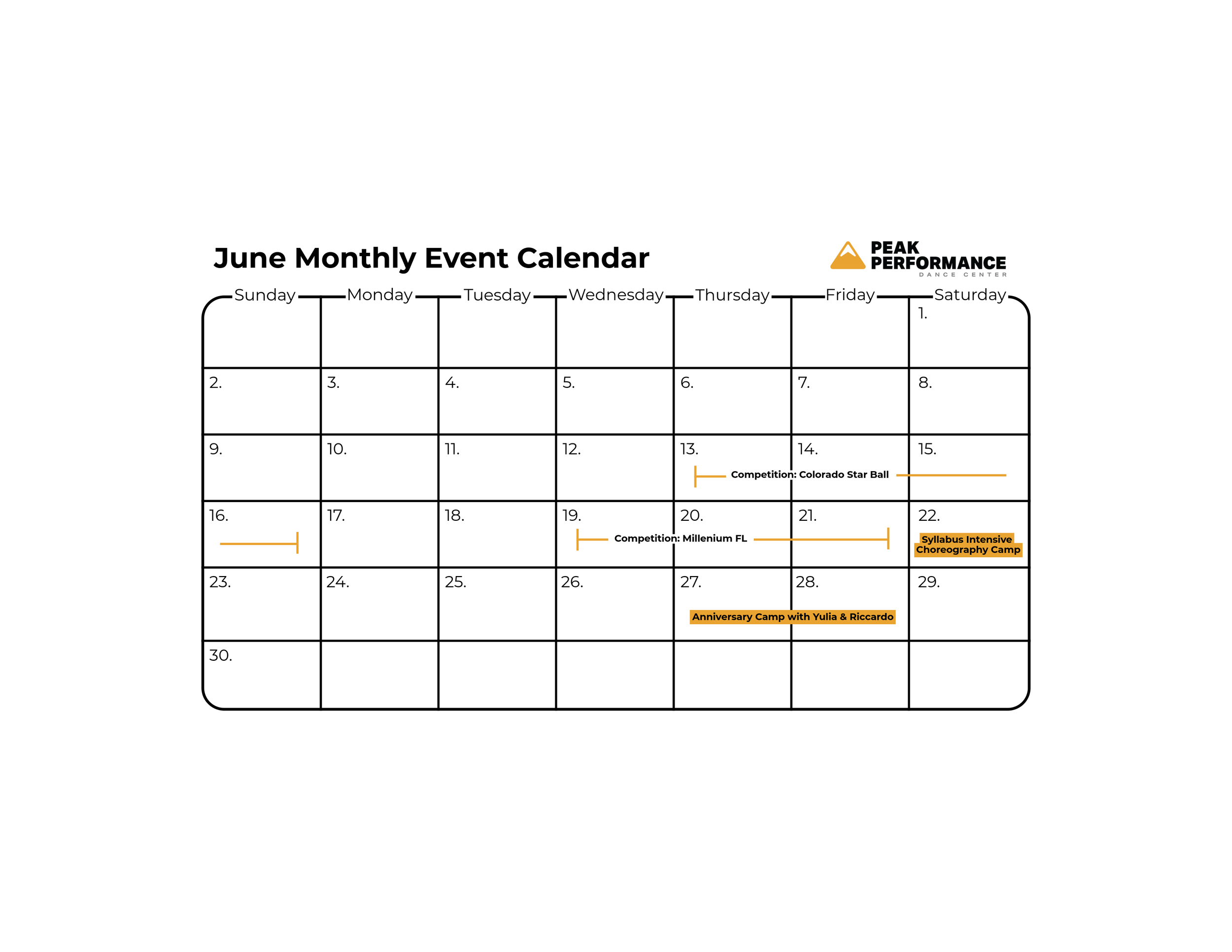 Schedule — Peak Performance Dance Center