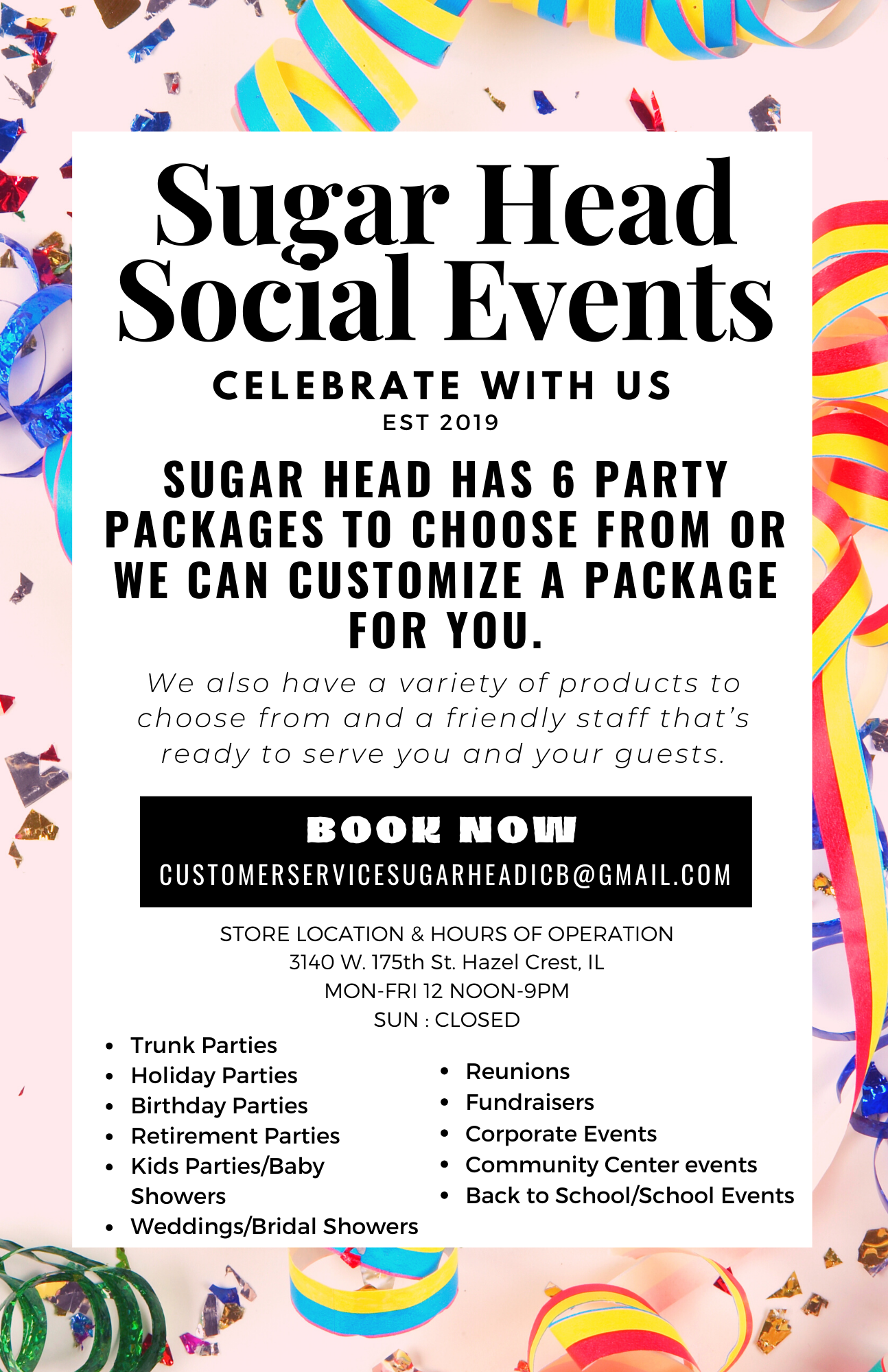 EVENT — SUGAR HEAD
