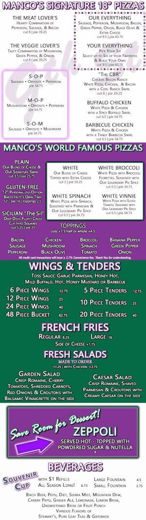 Menu — Manco & Manco Pizza