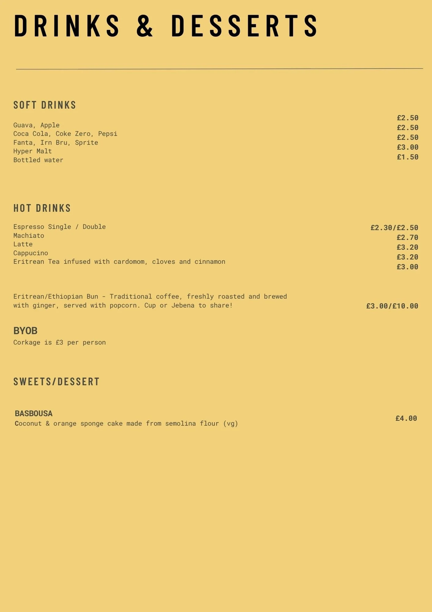 Menu — MASSAWA