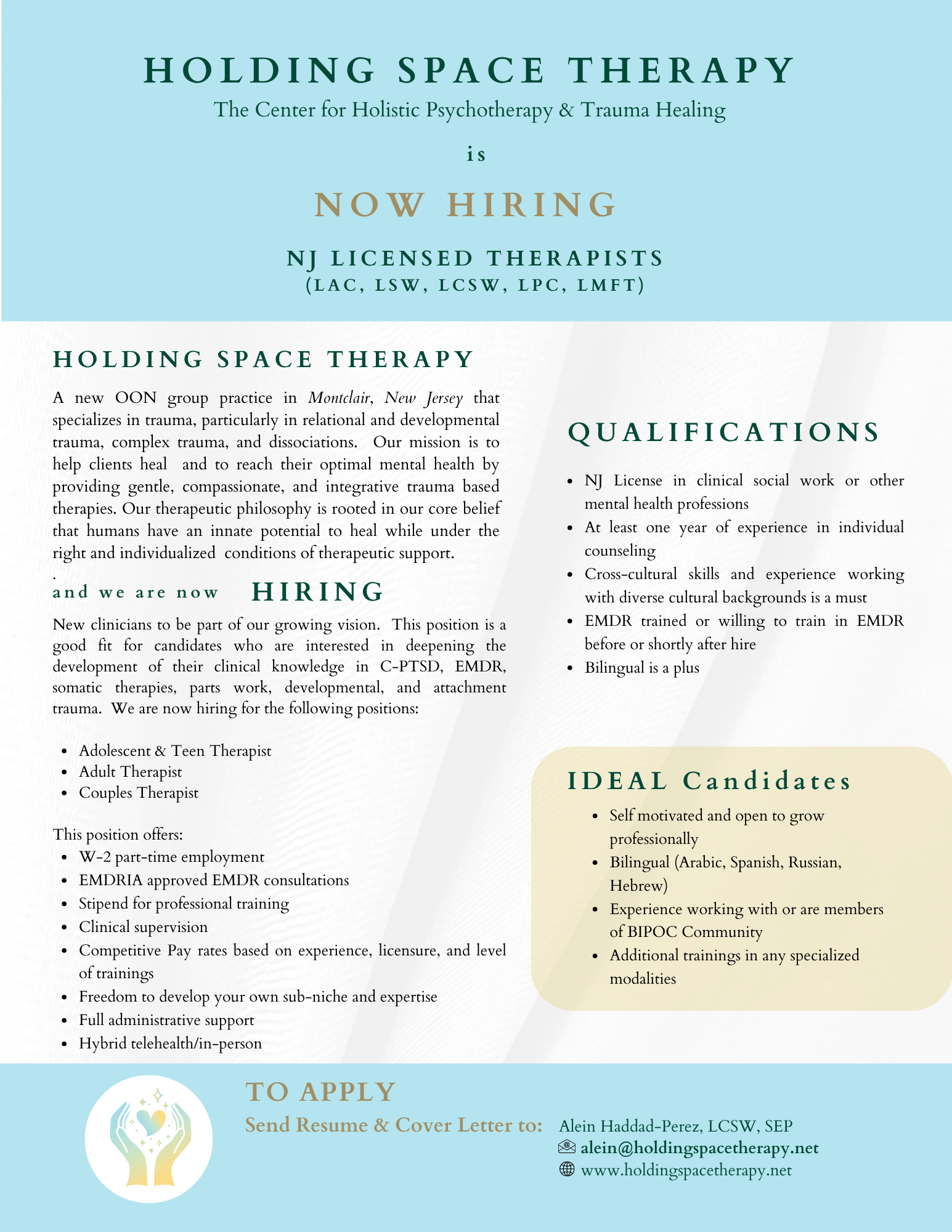 Work with us — Holding Space Therapy