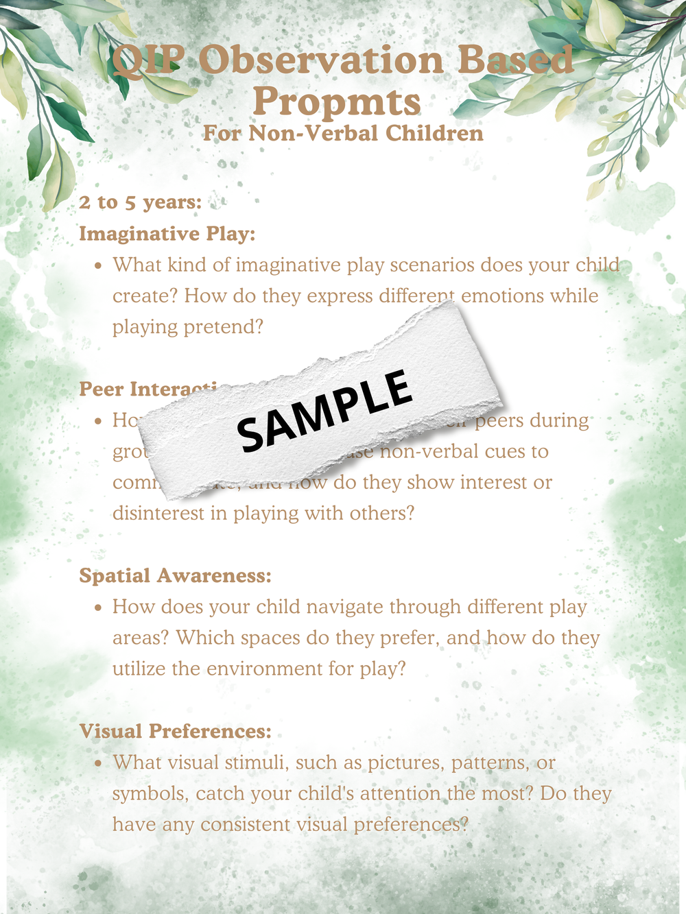 Family Input Template — The Educators Friend