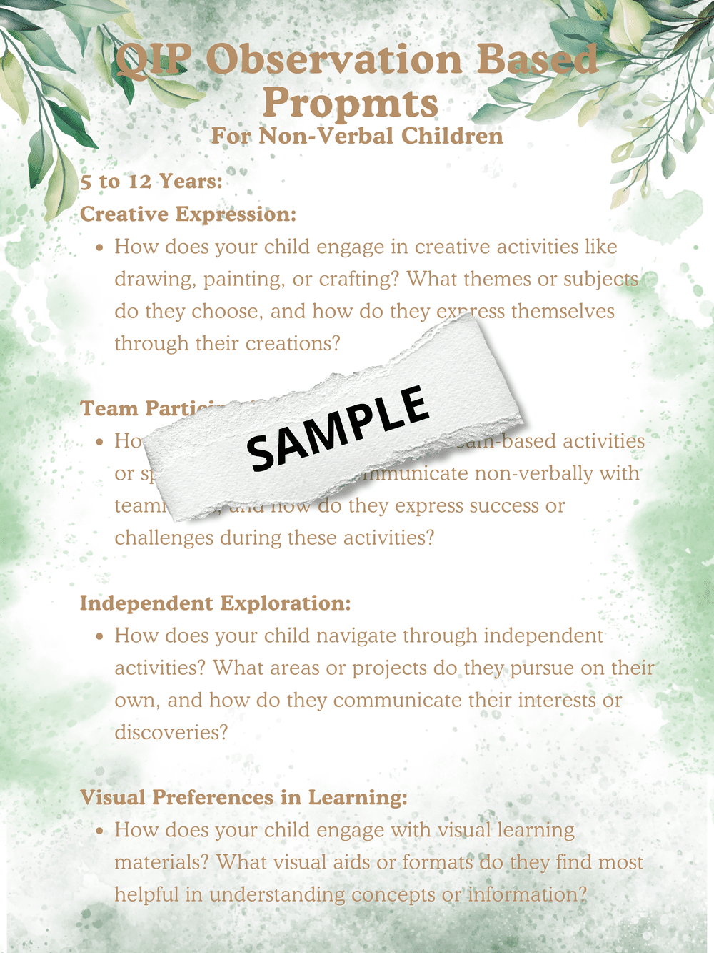 Family Input Template — The Educators Friend