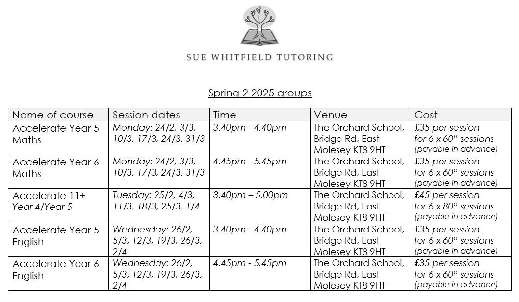 Our Courses — Sue Whitfield Tutoring