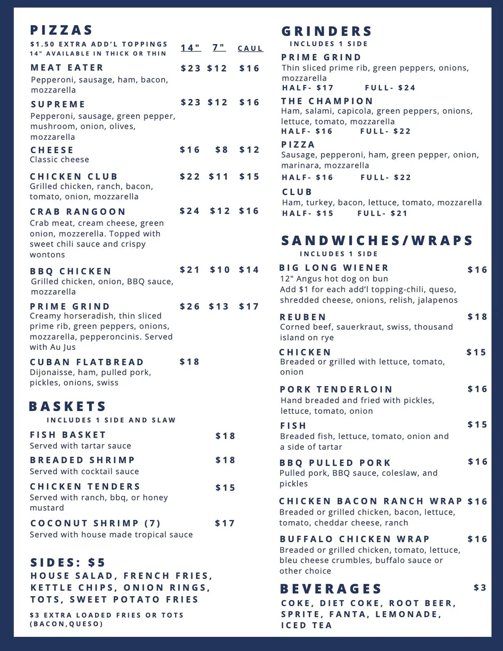 Menu | Explore Our Tasty Selection — Shady Nook Inn
