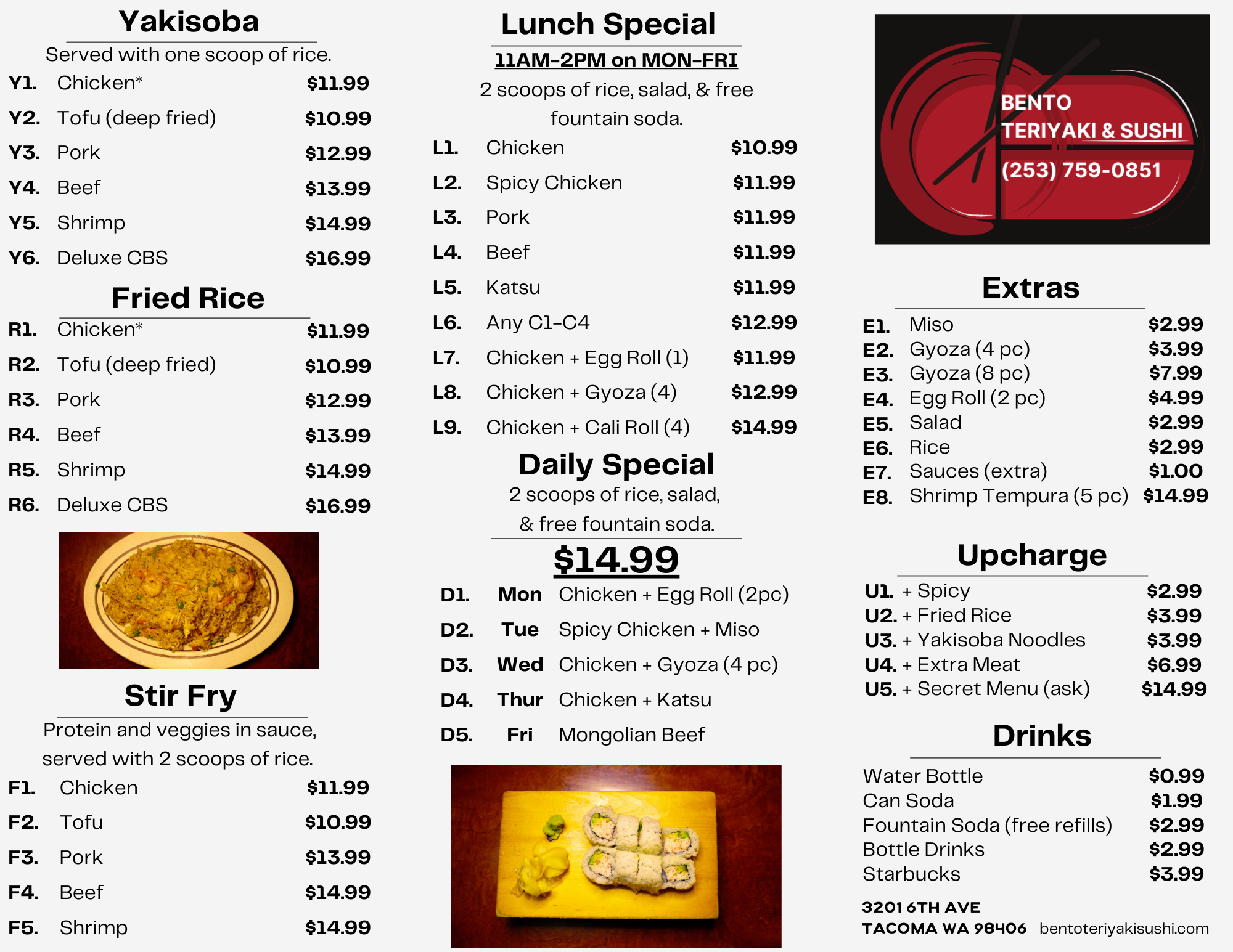 Menu — Bento Teriyaki & Sushi