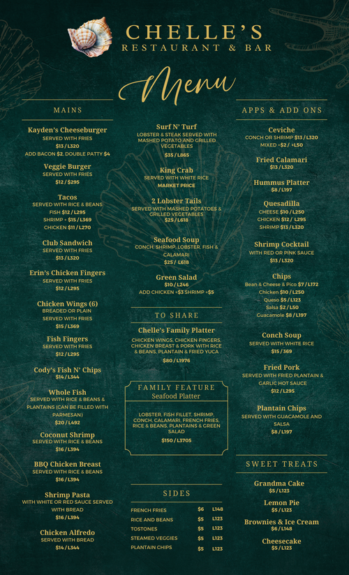Menu — Chelles Roatan