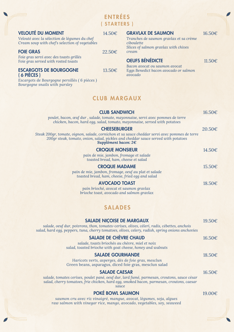 Menu — Maison Margaux