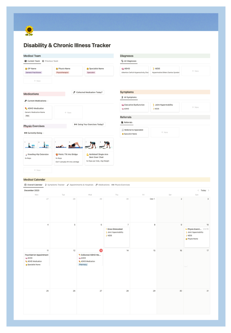 Chronic Illness Notion Template | Neurodivergent Neuroscientist