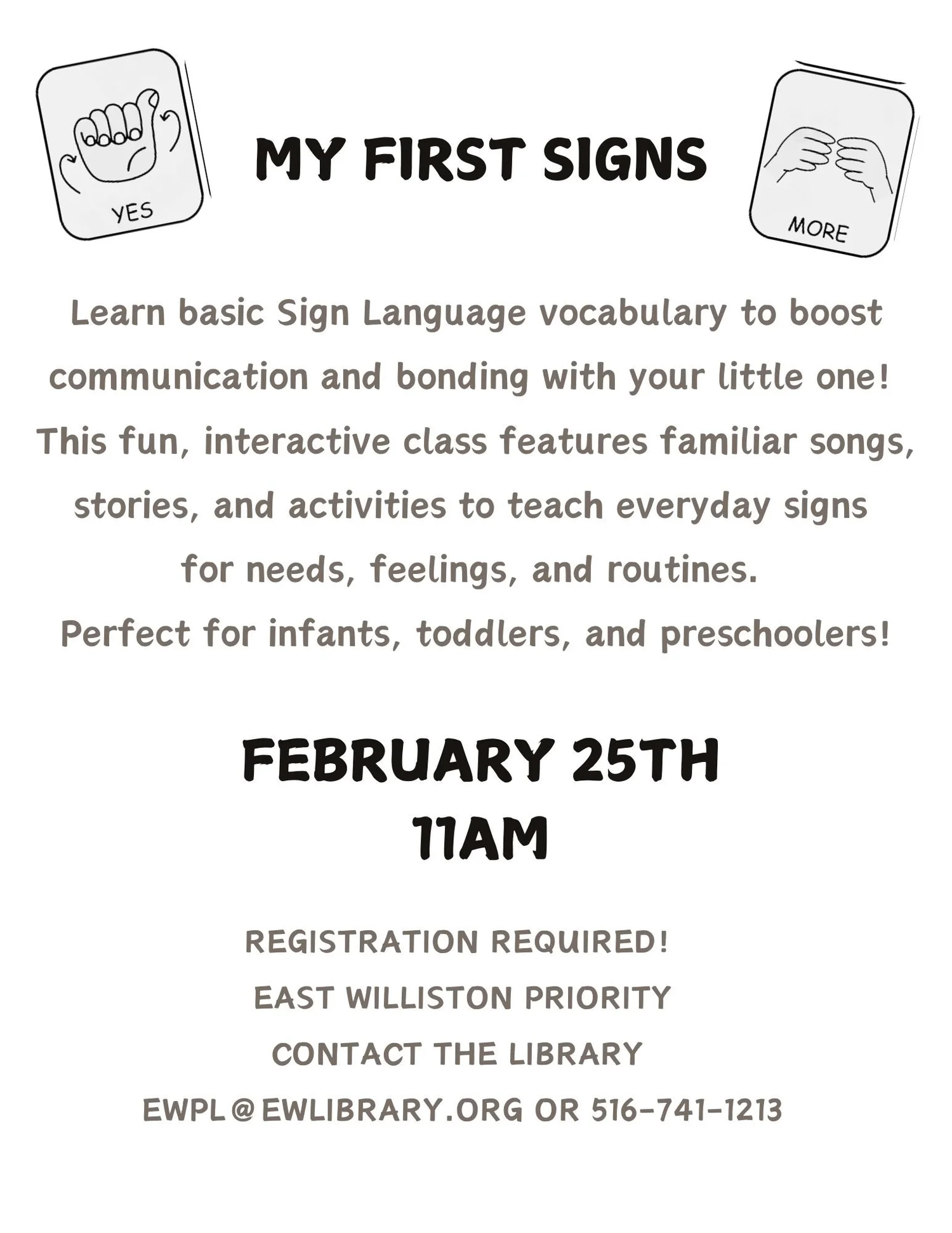 My First Signs: Baby & Toddler Sign Language Class! — The Williston Post