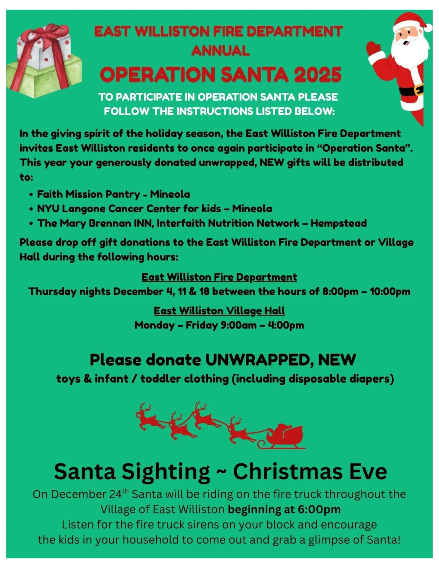 Operation Santa 2025 – East Williston Fire Department — The Williston Post