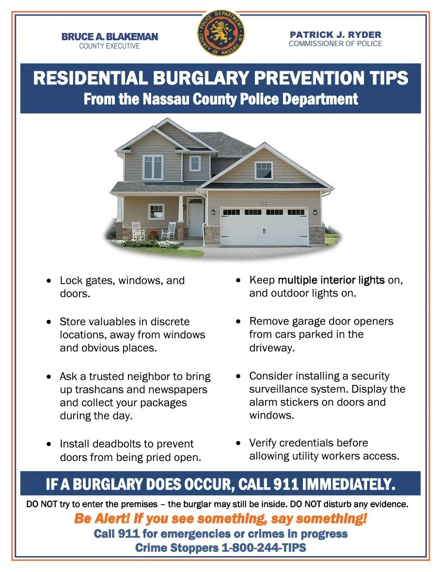 Residential Burglary Prevention Tips from the Nassau County Police ...