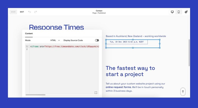 How to Add a Clock to Your Squarespace Website — Tempixel Design