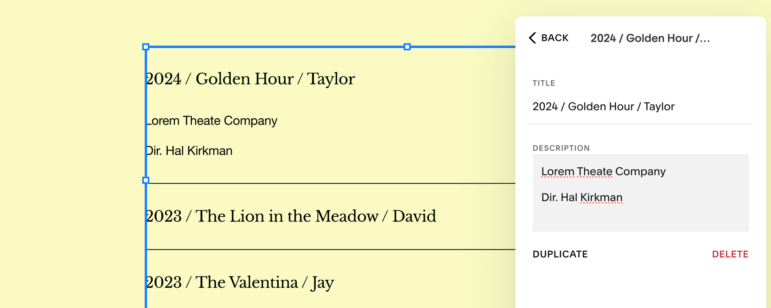 How to Create a Résumé “Table” for an Actor Website in Squarespace ...