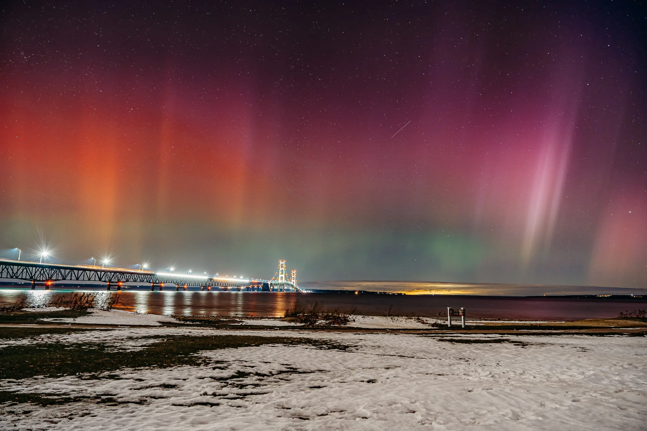 Rainbow Aurora over Mackinac Bridge — Trillium & Pine | Michigan ...