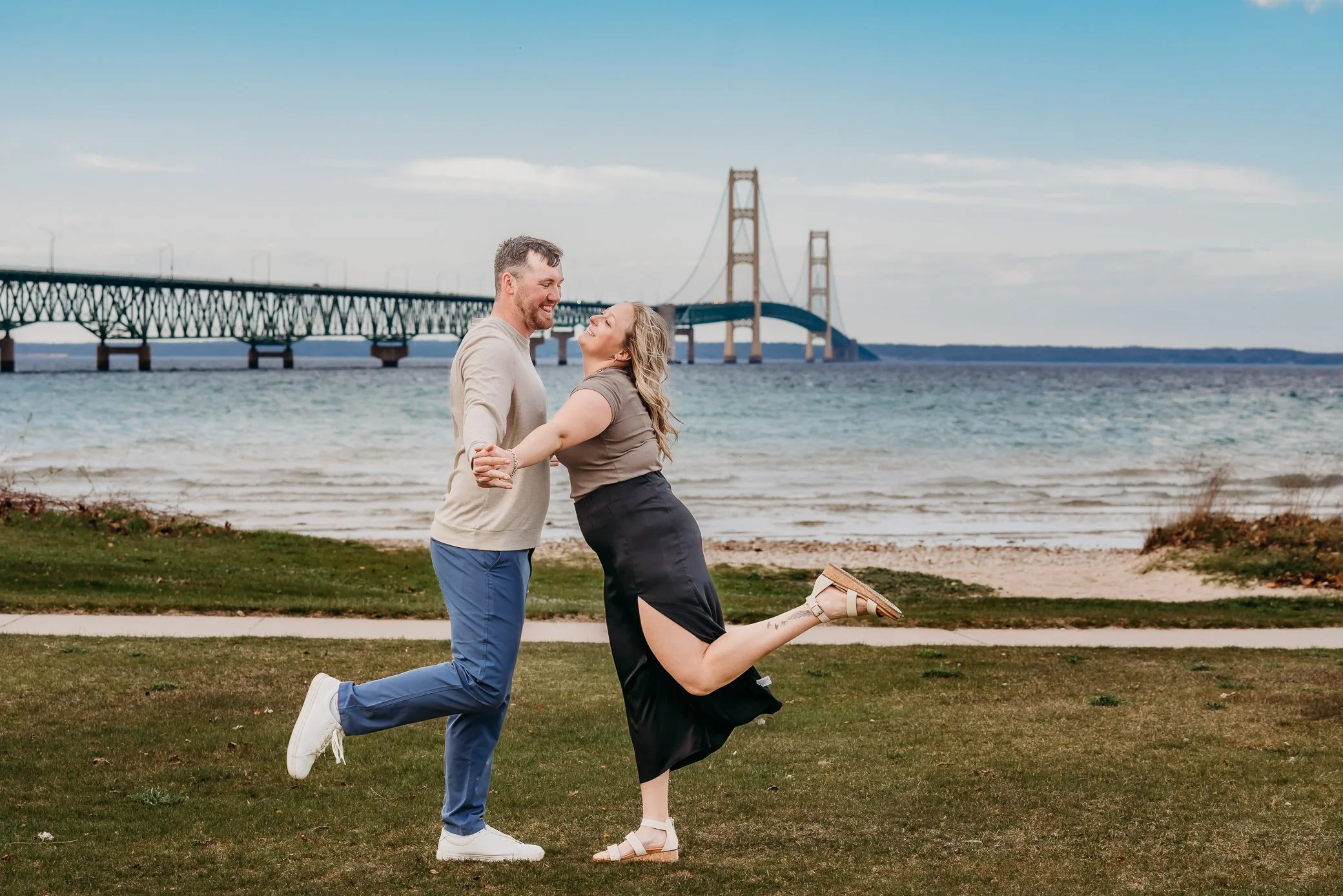 Mackinaw City Proposal at the Mackinac Bridge — Trillium & Pine | Michigan Photographer
