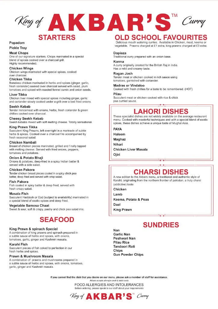Menu — Akbar Newcastle