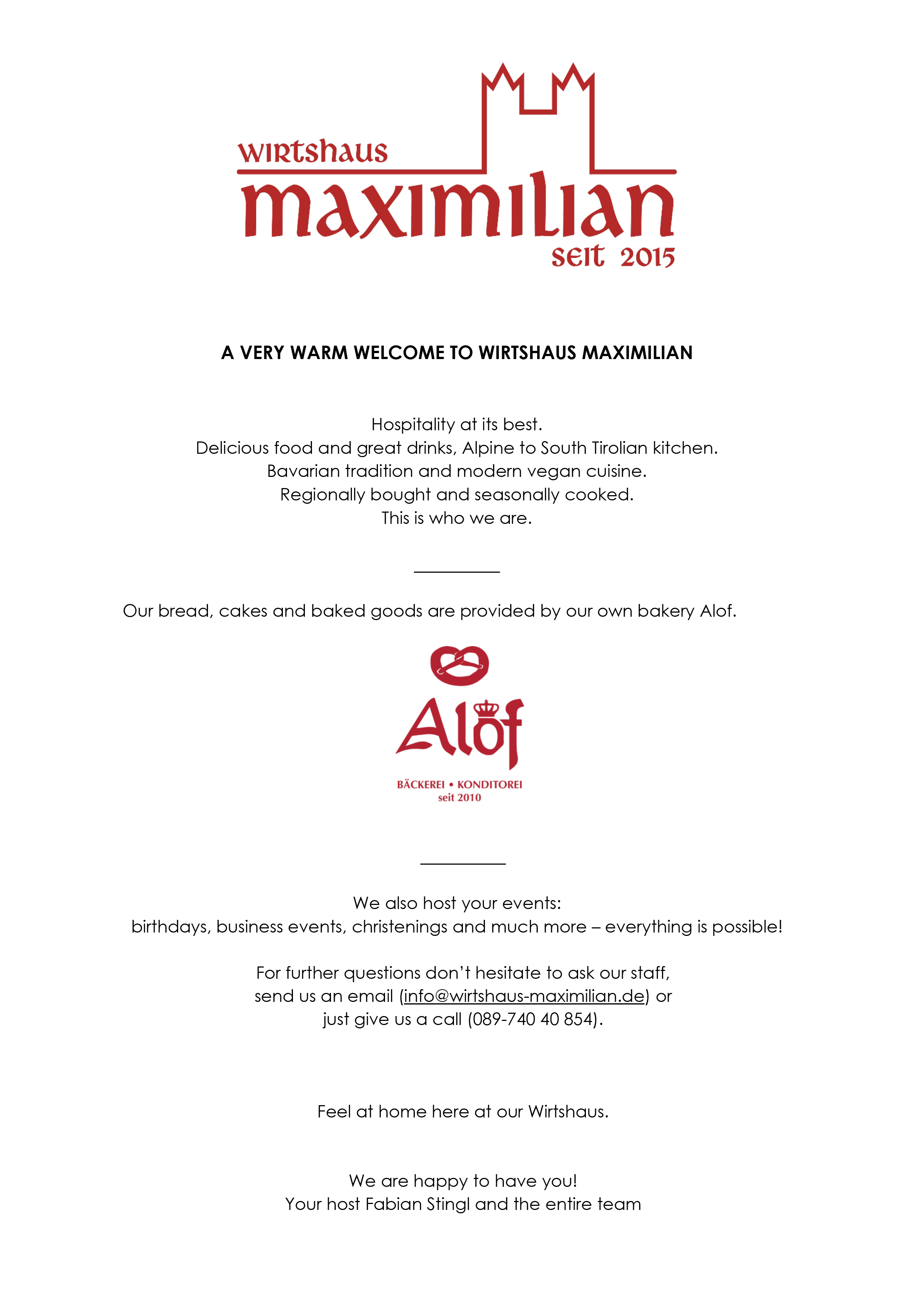 WIRTSHAUS MAXIMILIAN (Kopie) - Menu