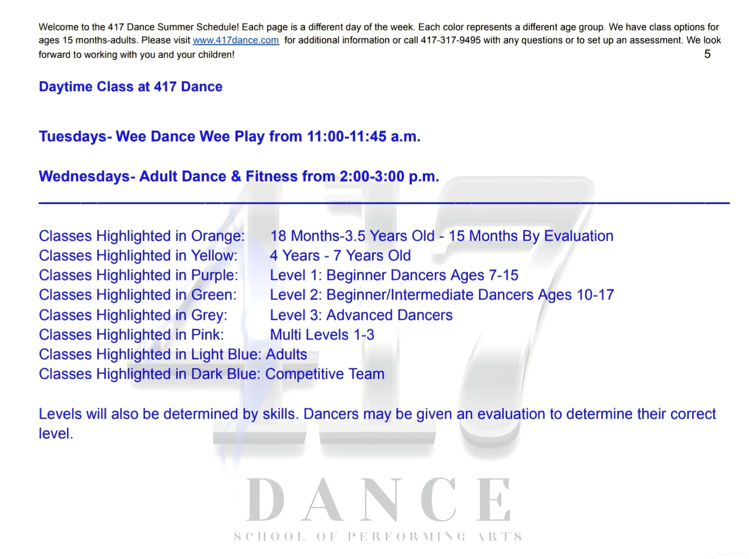 Class Schedule — 417 Dance Springfield, MO