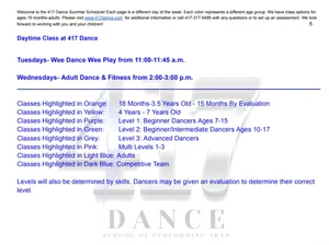 Class Schedule — 417 Dance Springfield, MO