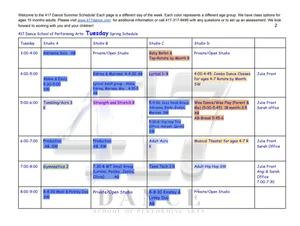 Class Schedule — 417 Dance Springfield, MO
