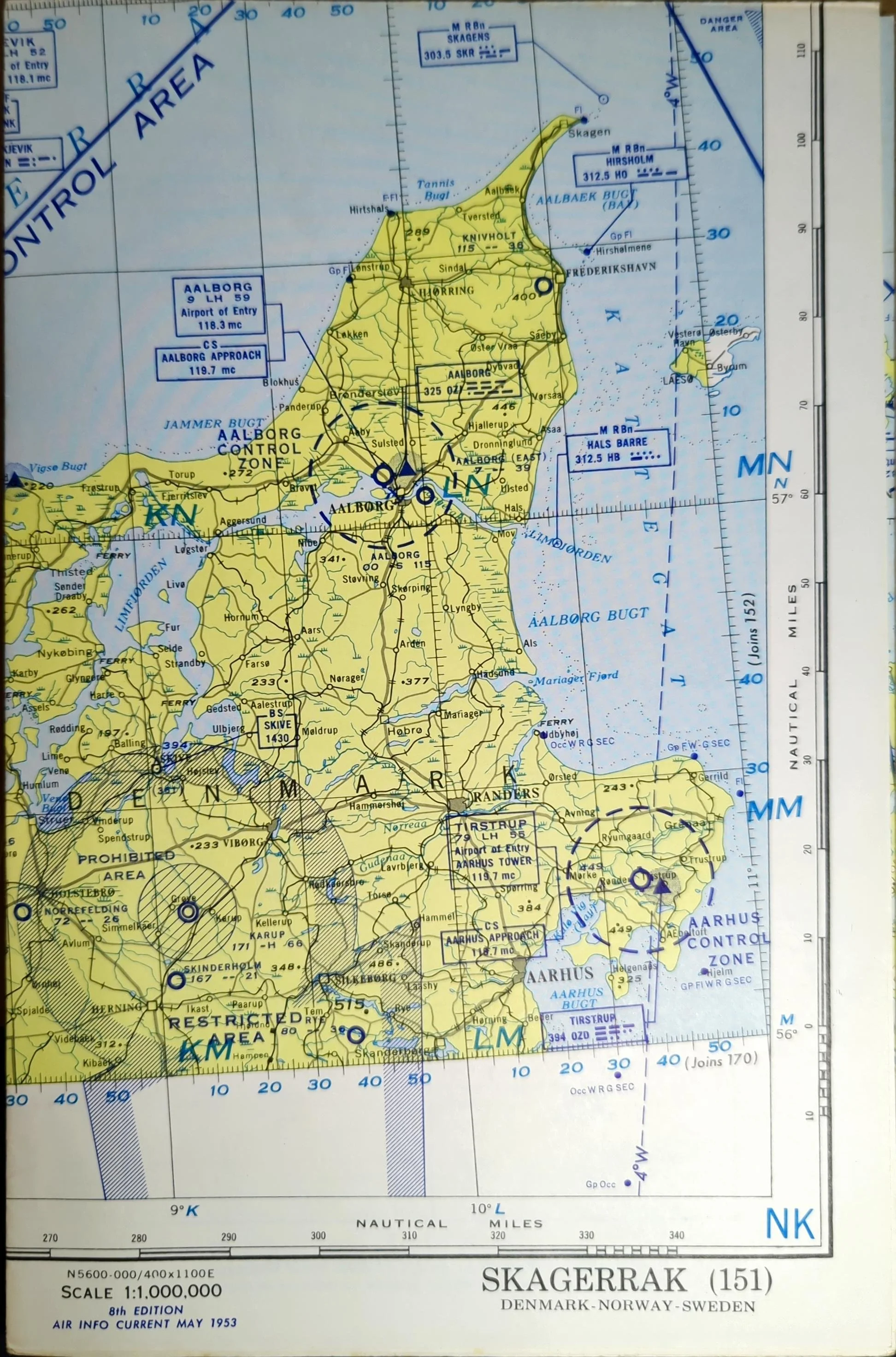 Vintage Aeronautical Chart: Trondhjemsfjorden 1950 — The Map Center