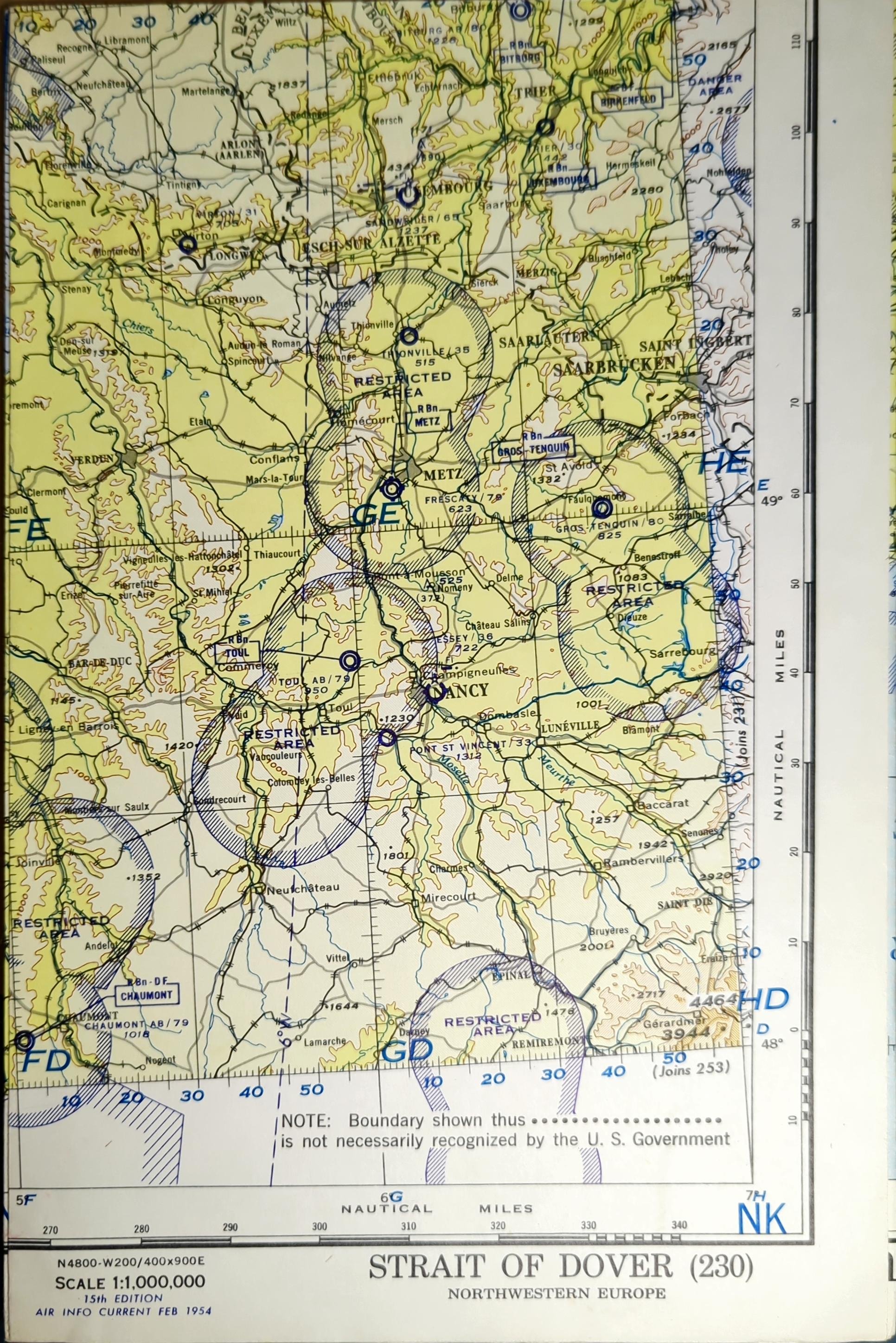 Vintage Aeronautical Chart: Strait of Dover 1954 — The Map Center