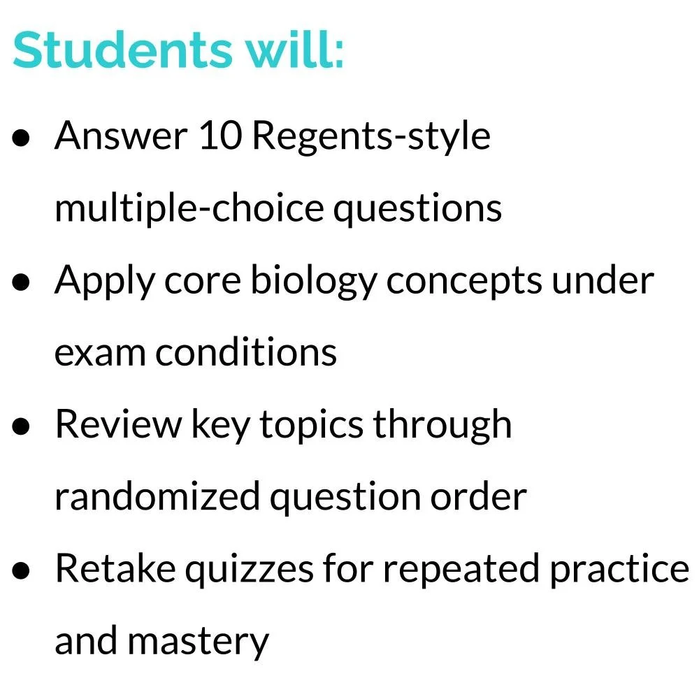 NYS Living Environment Regents Review: Reproduction Quiz (Google Forms ...