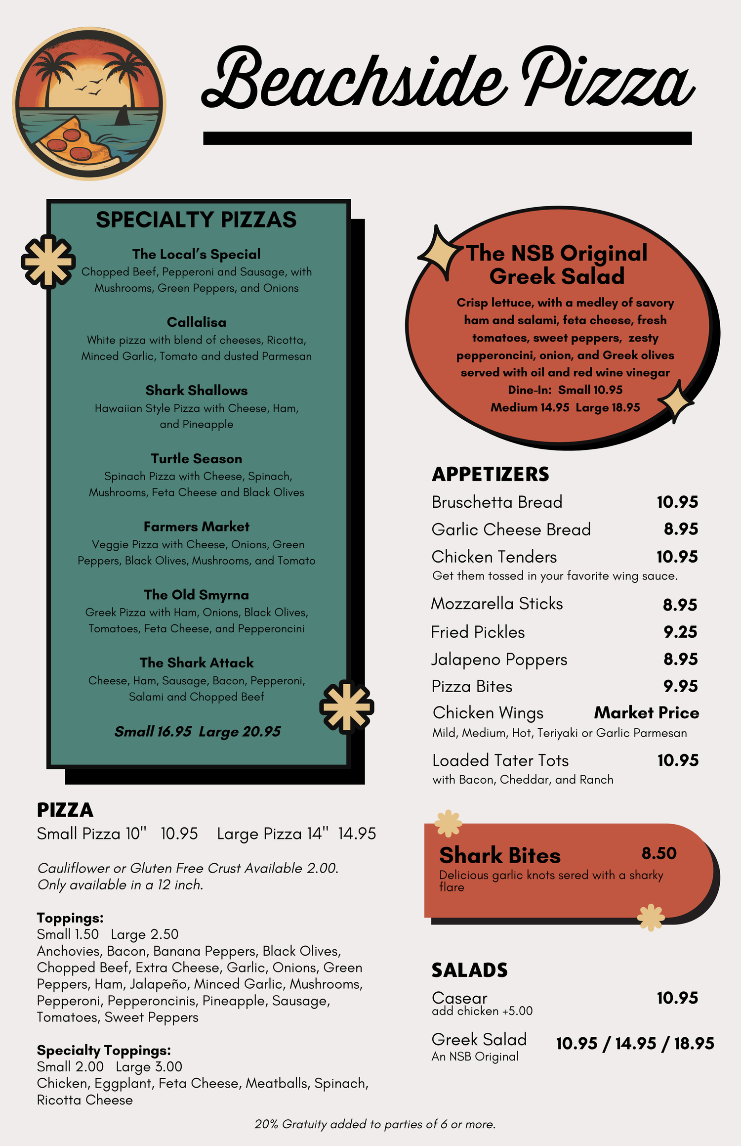 Menu — Beachside Pizza
