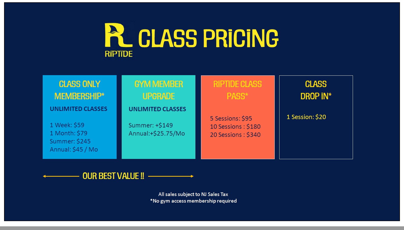 Class Schedule at Shore Fitness for Both Wildwood Locations