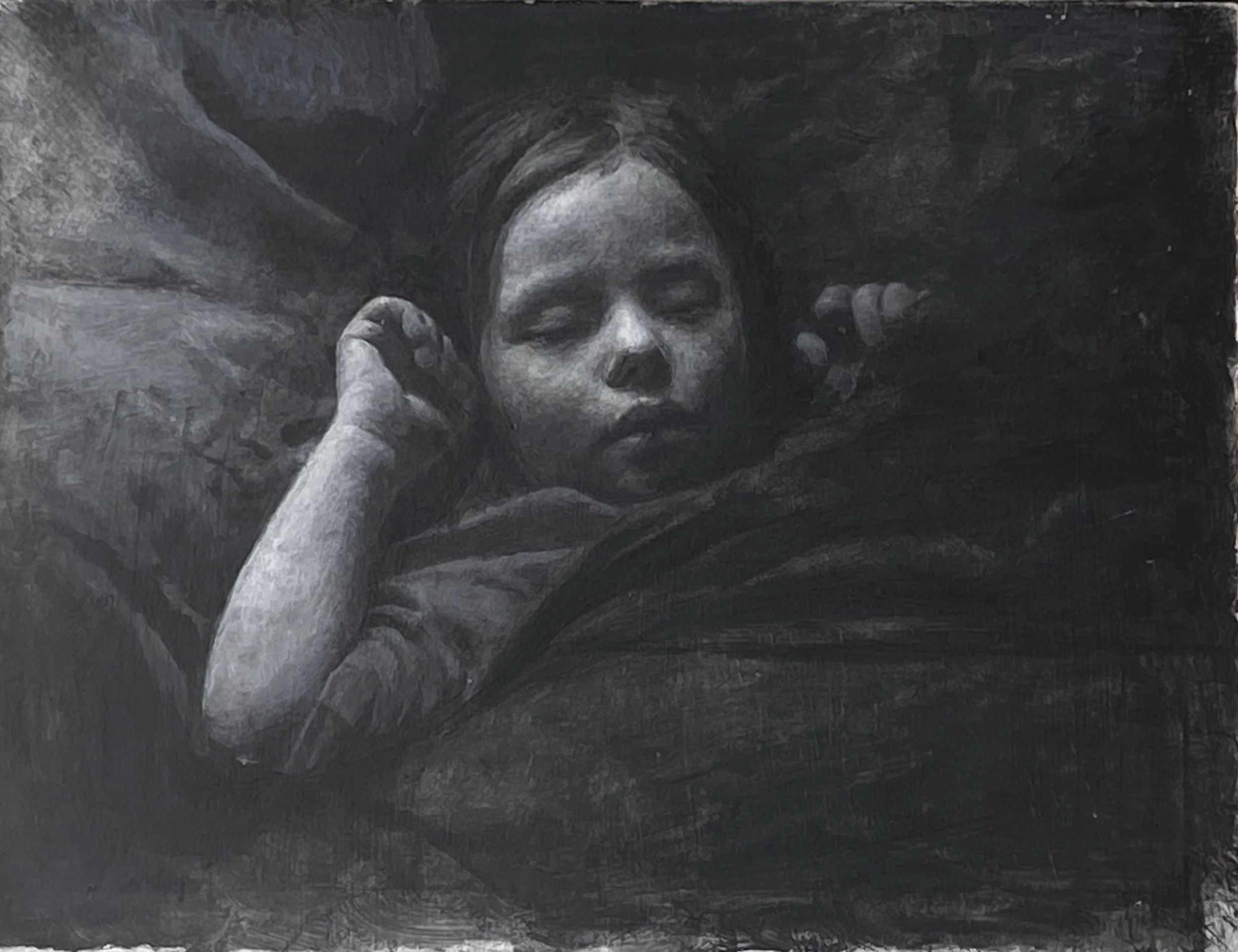 Hayden Sleeping | Michael Grimaldi | Drawings | Paintings | Monochromes